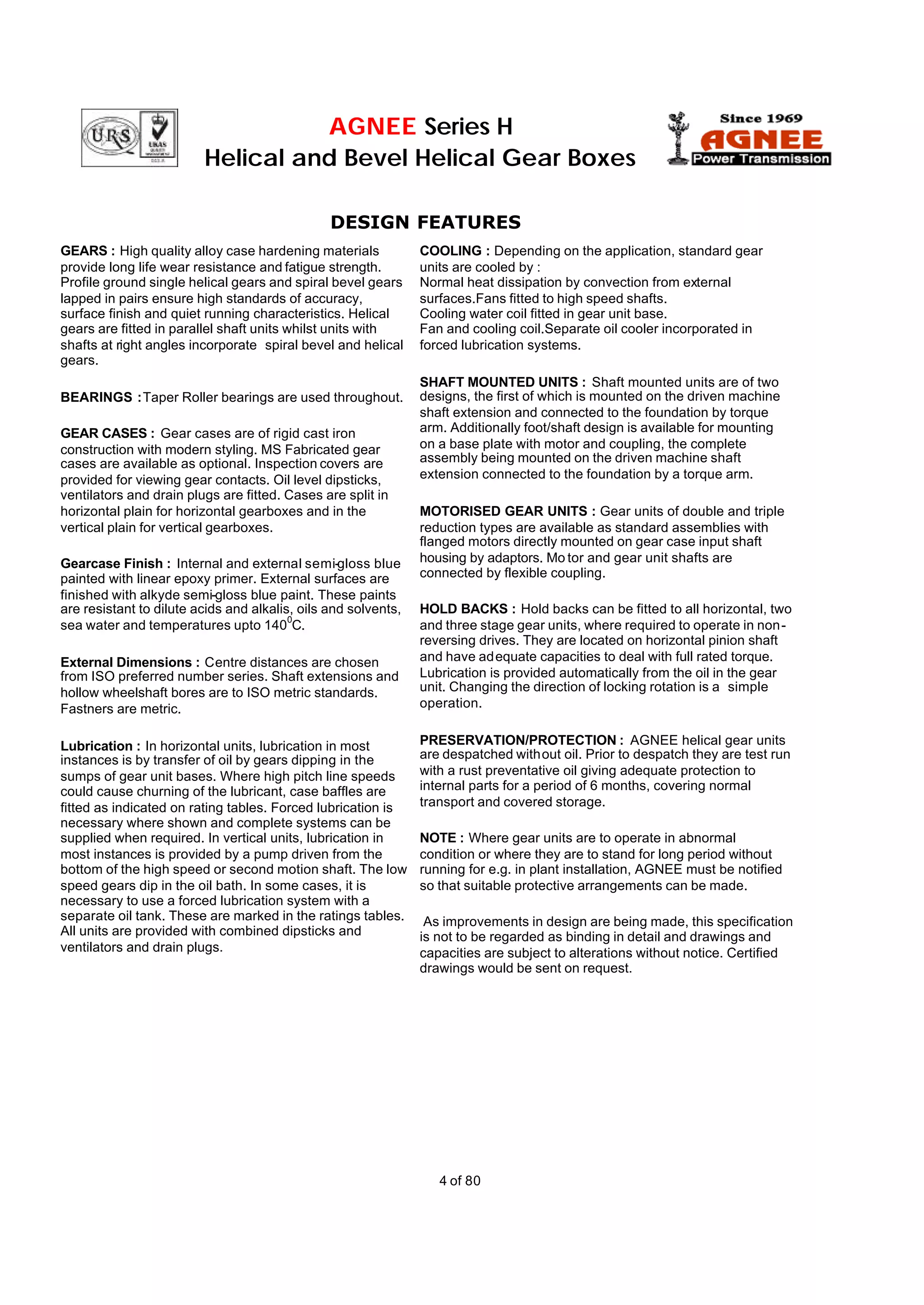 Agnee h series helical gearbox-bevel helical gear box | PDF