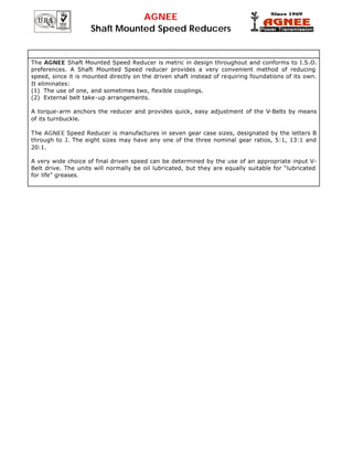 Agnee shaft mounted speed reducer catalogue | PDF