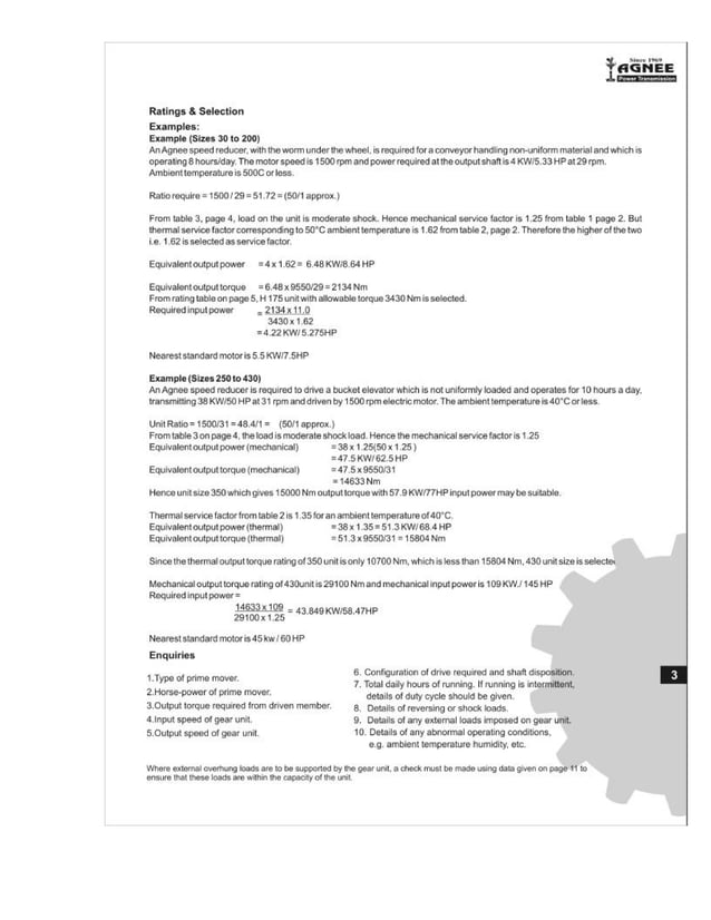 Agnee worm speed reducer complete literature | PDF