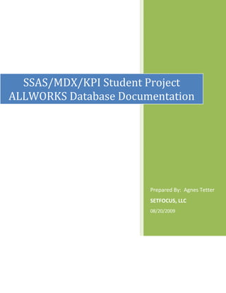 Agnes's SSAS Project Documentation | DOCX | Databases | Computer Software and Applications