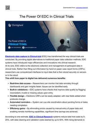 EDC In Clinical Trials| Electronic Data Capture In Clinical Trials | PDF