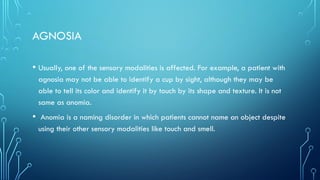 Agnosia is a rare disorder whereby pattt | PPTX