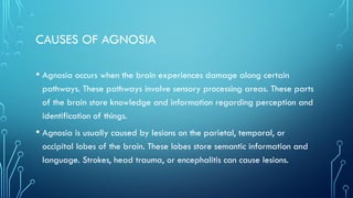 Agnosia is a rare disorder whereby pattt | PPTX