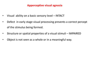Apperceptive Visual Agnosia