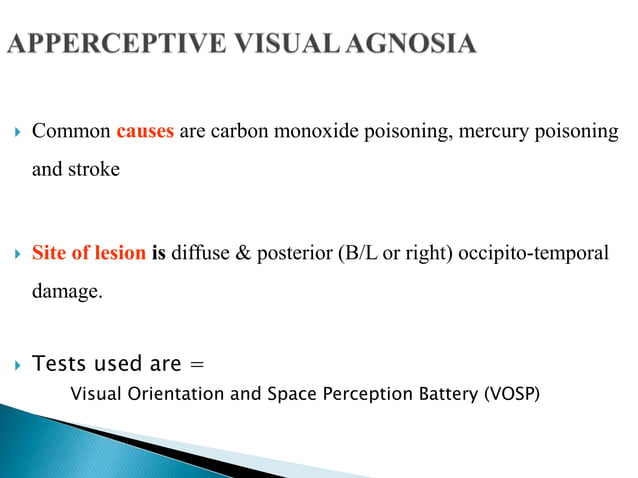 AGNOSIA | PPTX | Eye and Vision Conditions | Diseases and Conditions