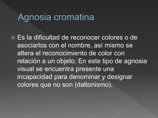 Agnosias neuropsicologia Psicofisiologia | PPTX