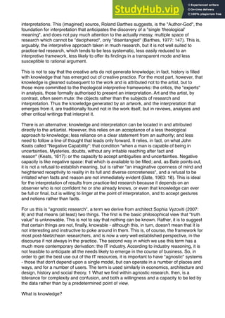 Agnostic Thinking Creative Writing As Practice-Led Research | PDF