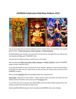 AGOMONI Celebration With Maac Kolkata 2018 | PDF