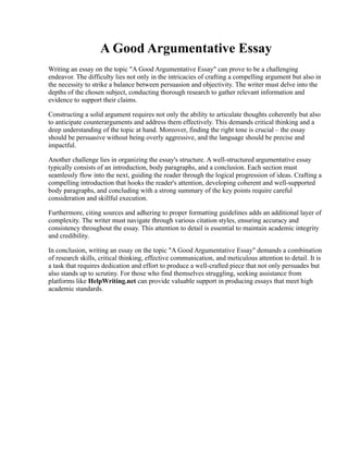 A Good Argumentative Essay | PDF