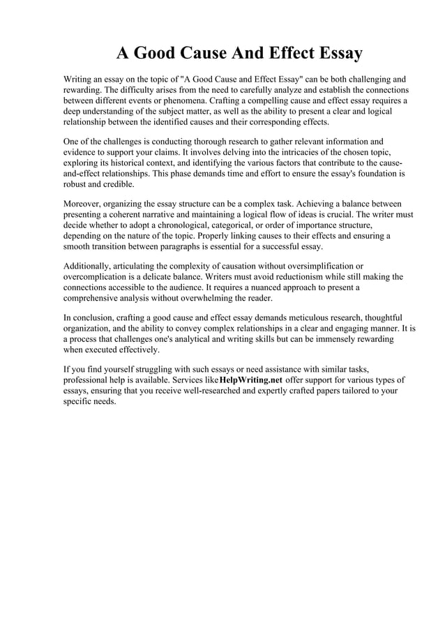 A Good Cause And Effect Essay | PDF