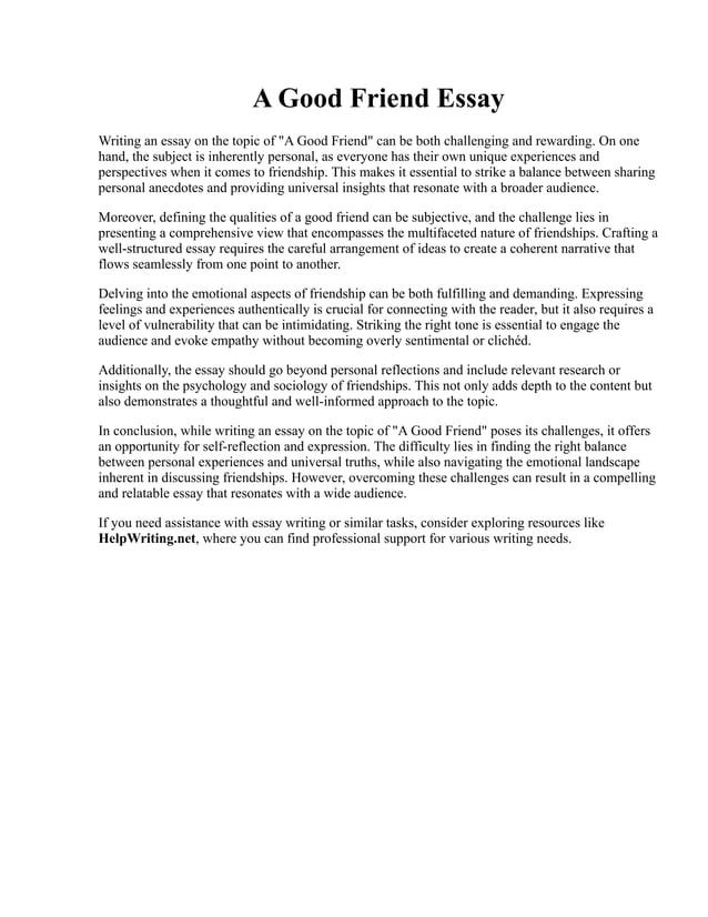 A Good Friend Essay | PDF