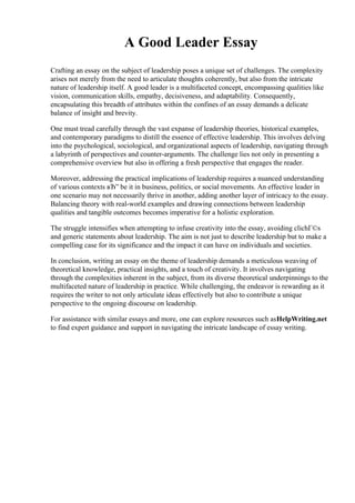 A Good Leader Essay.pdf