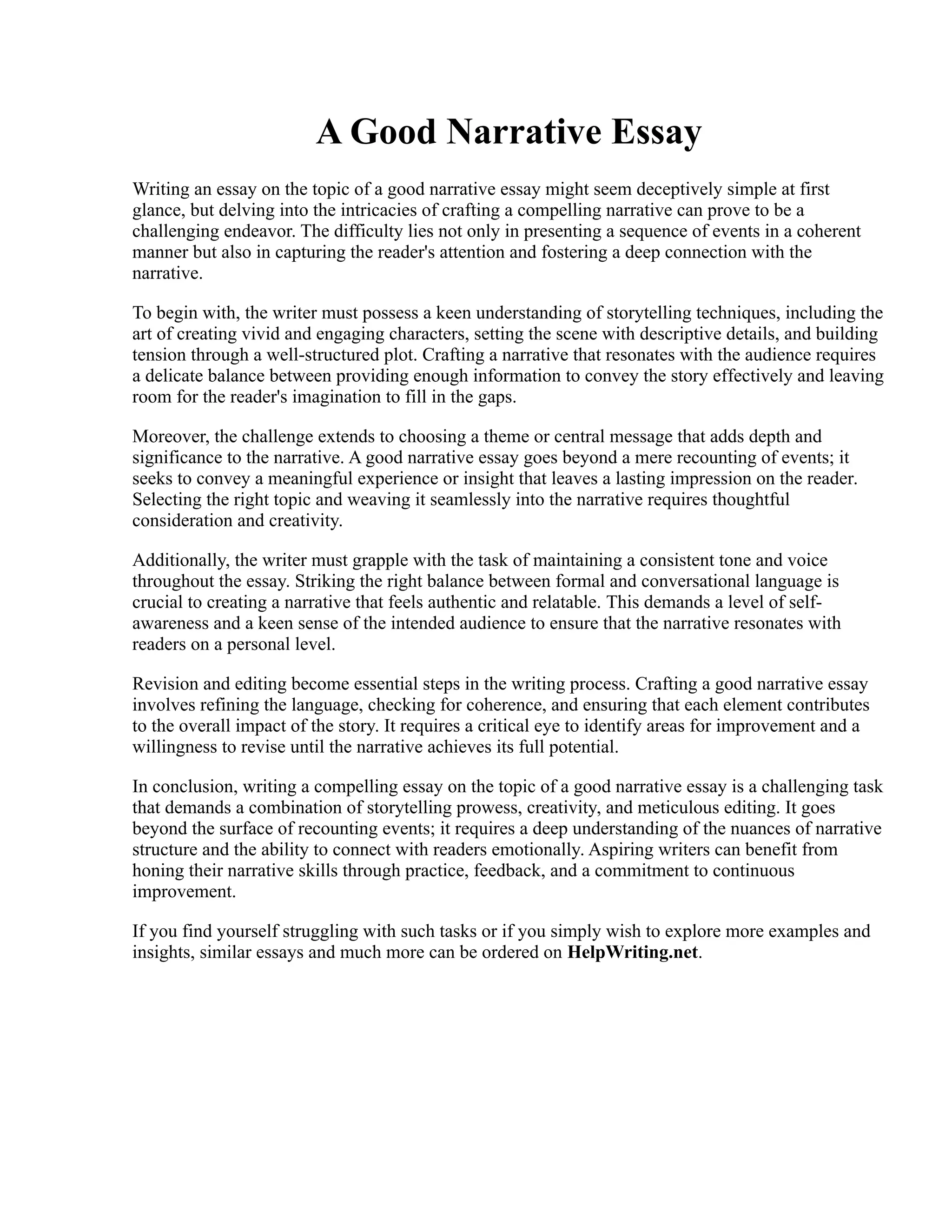 A Good Narrative Essay | PDF
