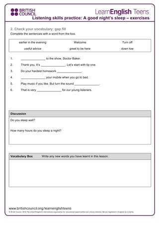 A good nights_sleep_-_exercises | PDF