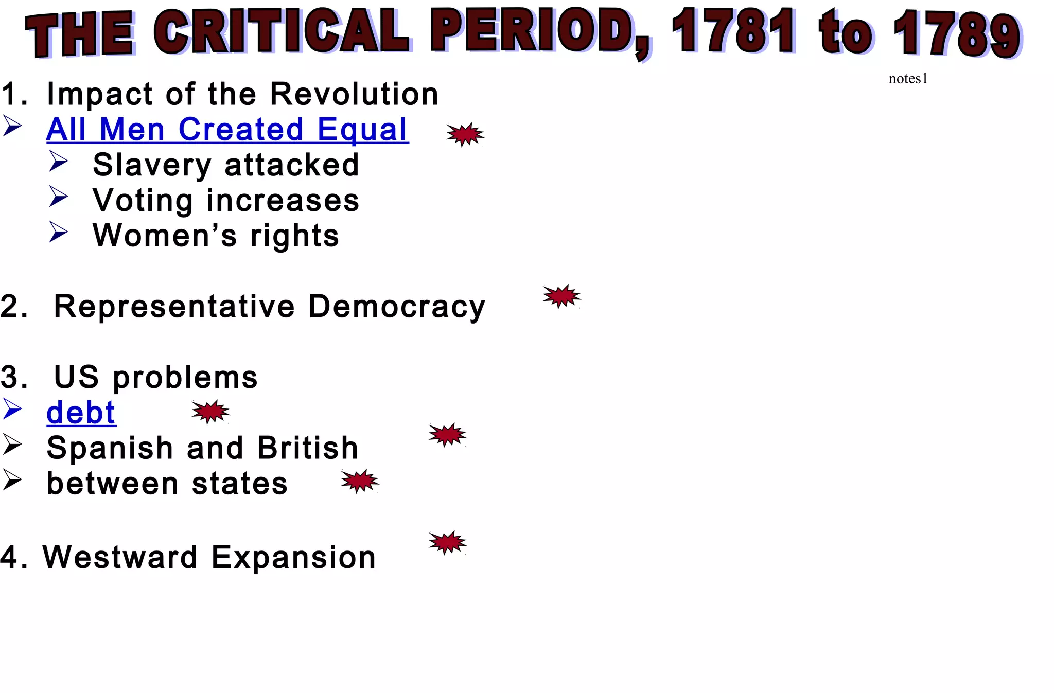 The Critical Period 1781-1789 | PPT | Civic affairs | Politics