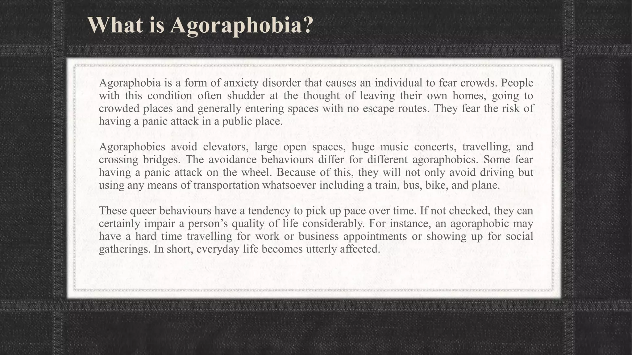 Agoraphobia management effective treatment options | PDF