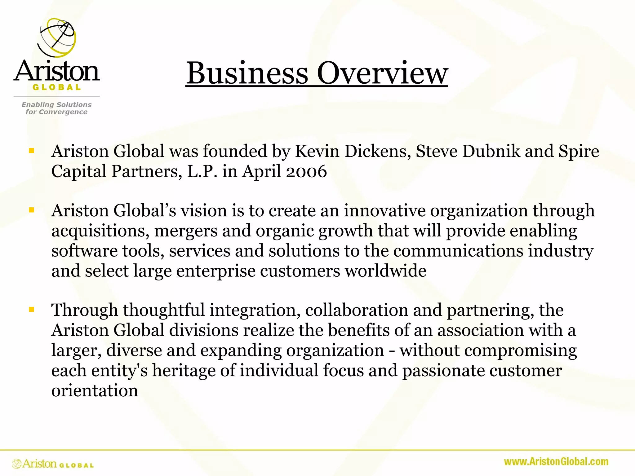 Ariston Global Overview | PPT | Business | Business and Finance