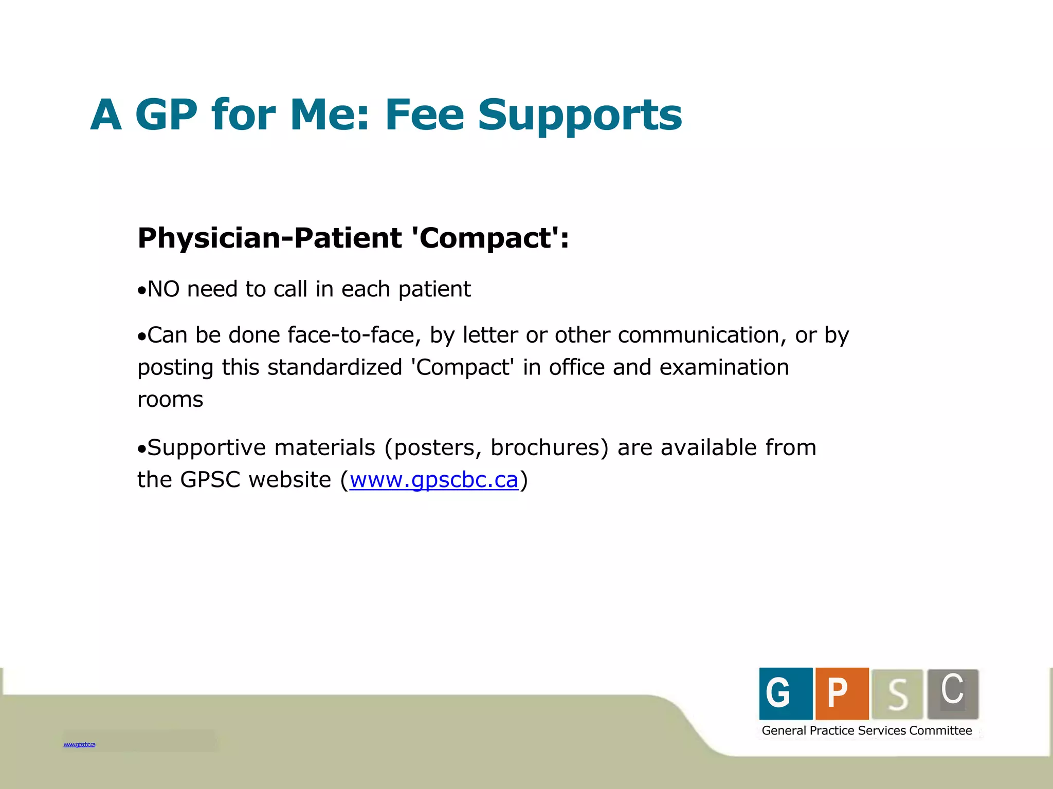 A gp for me overview presentation codes only | PPT