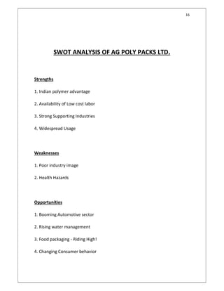 AG poly pack project report | PDF