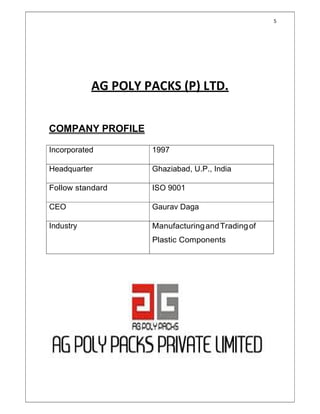 AG poly pack project report | PDF