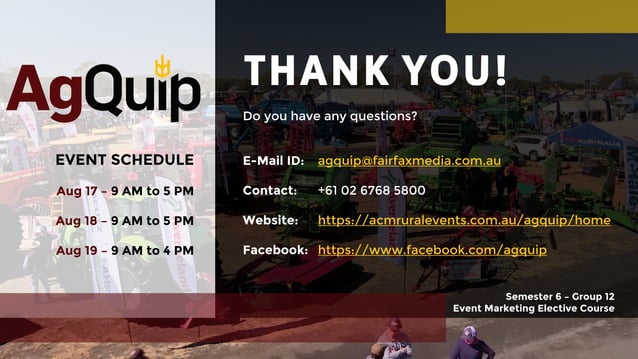 Event Marketing Course - AgQuip Presentation | PPT