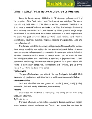 AGR.102 AGRICULTURAL HERITAGE OF INDIA 1 0 THEORY | PDF