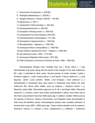 AGR.102 AGRICULTURAL HERITAGE OF INDIA 1 0 THEORY | PDF