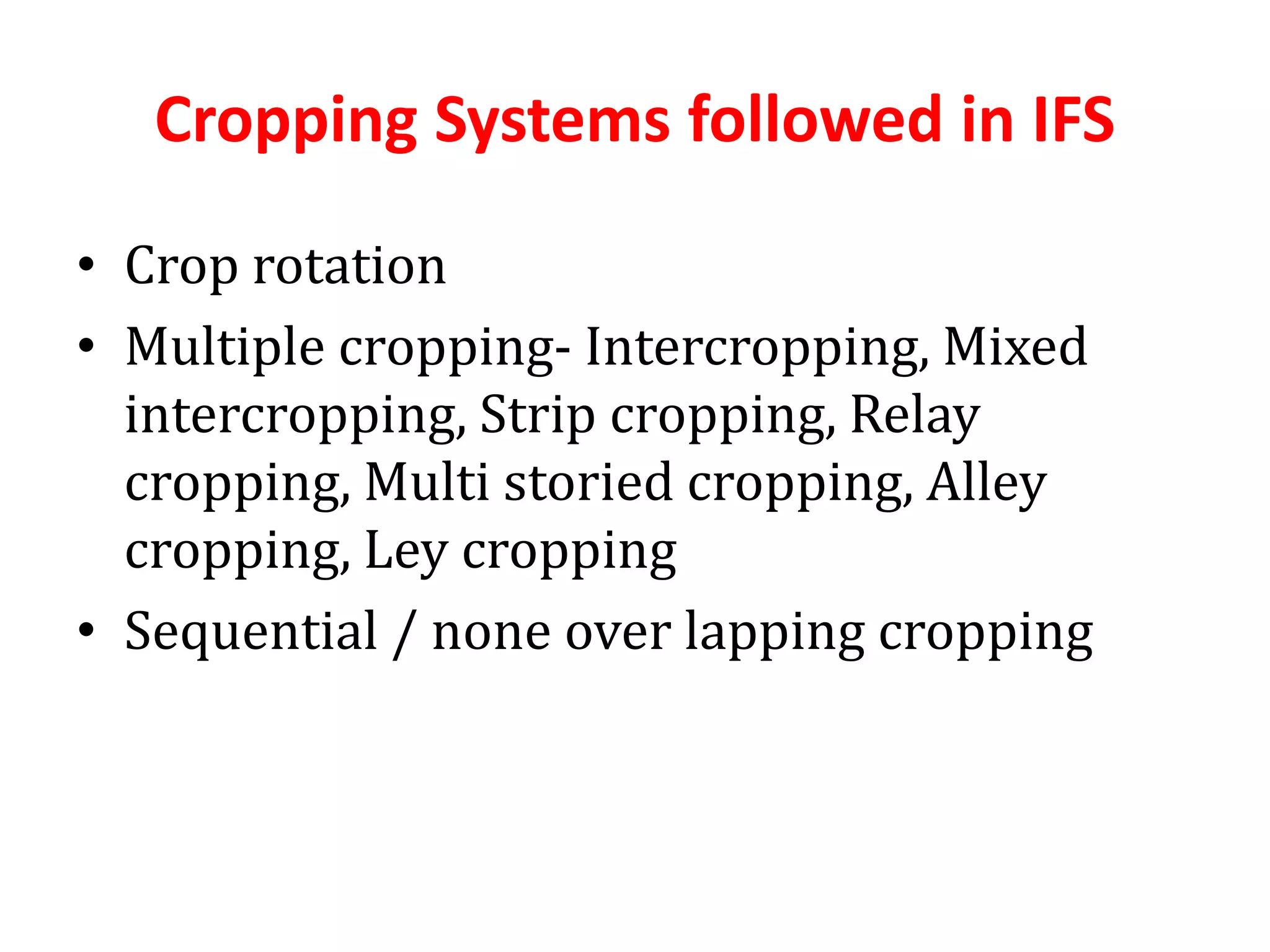 interaction of different IFS components on farm profitability,soil ...
