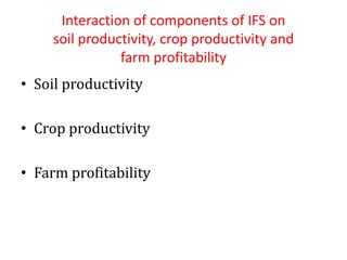 interaction of different IFS components on farm profitability,soil ...