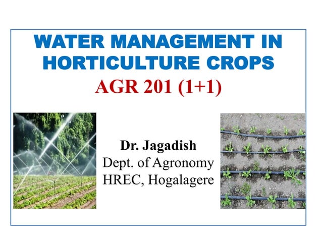 Water management in horticultural crops | PPTX | Agriculture | Industries