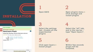 QGIS plugin - Map swipe tool, Attribute based clustering and open layers | PPTX