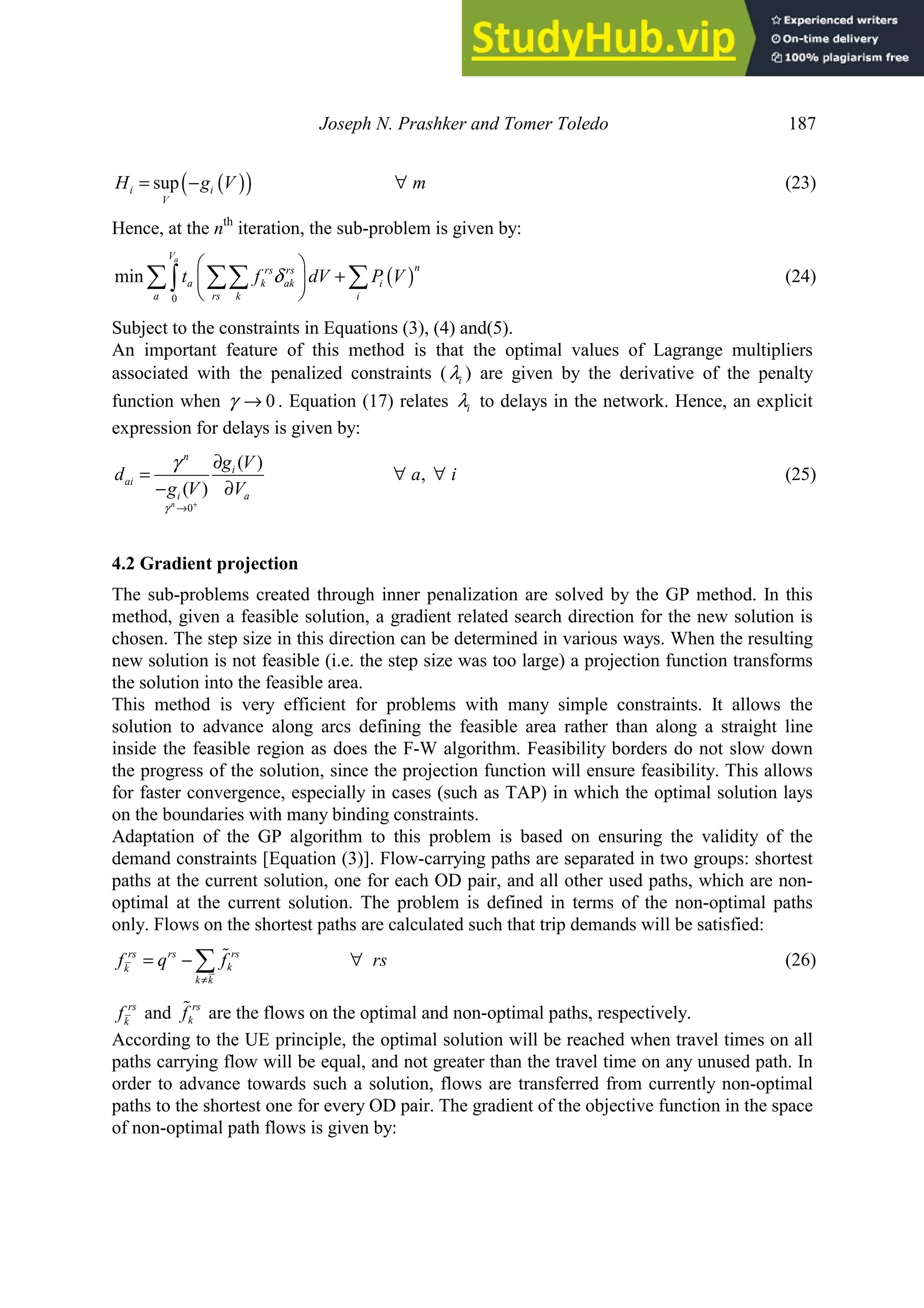A Gradient Projection Algorithm For Side Constrained Traffic Assignment