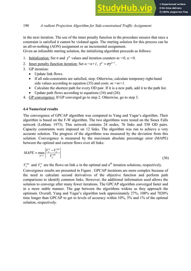 A Gradient Projection Algorithm For Side Constrained Traffic Assignment