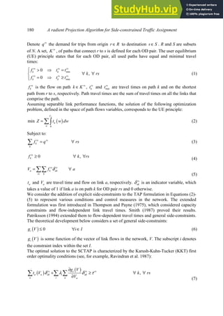 A Gradient Projection Algorithm For Side-Constrained Traffic Assignment | PDF | Computer ...