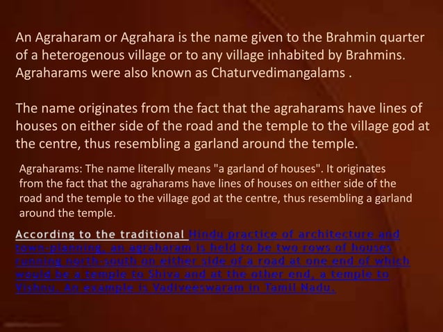 Agraharam | PPTX | Hinduism | Religion & Spirituality