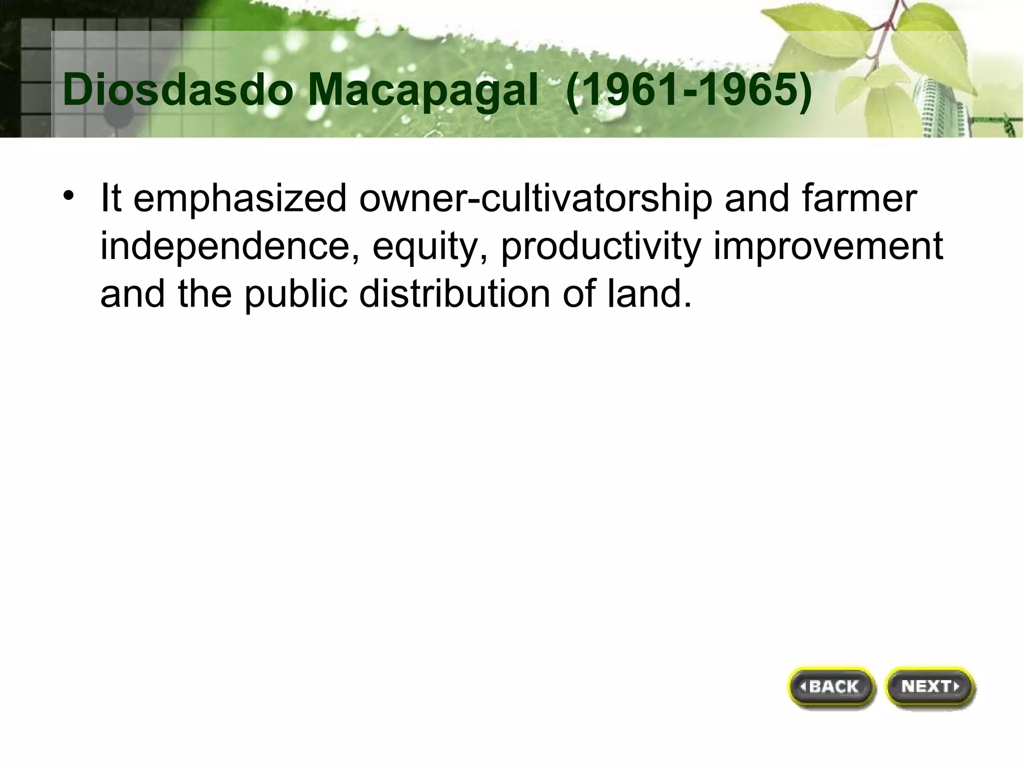 Agrarian land reform program (roxas aquino) | PPT