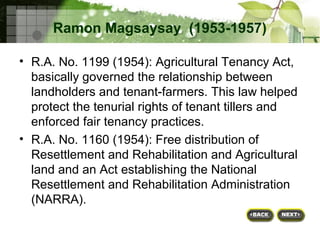 Agrarian land reform program (roxas aquino) | PPT