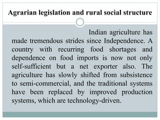 Agrarian legislation and rural social structure | PPTX