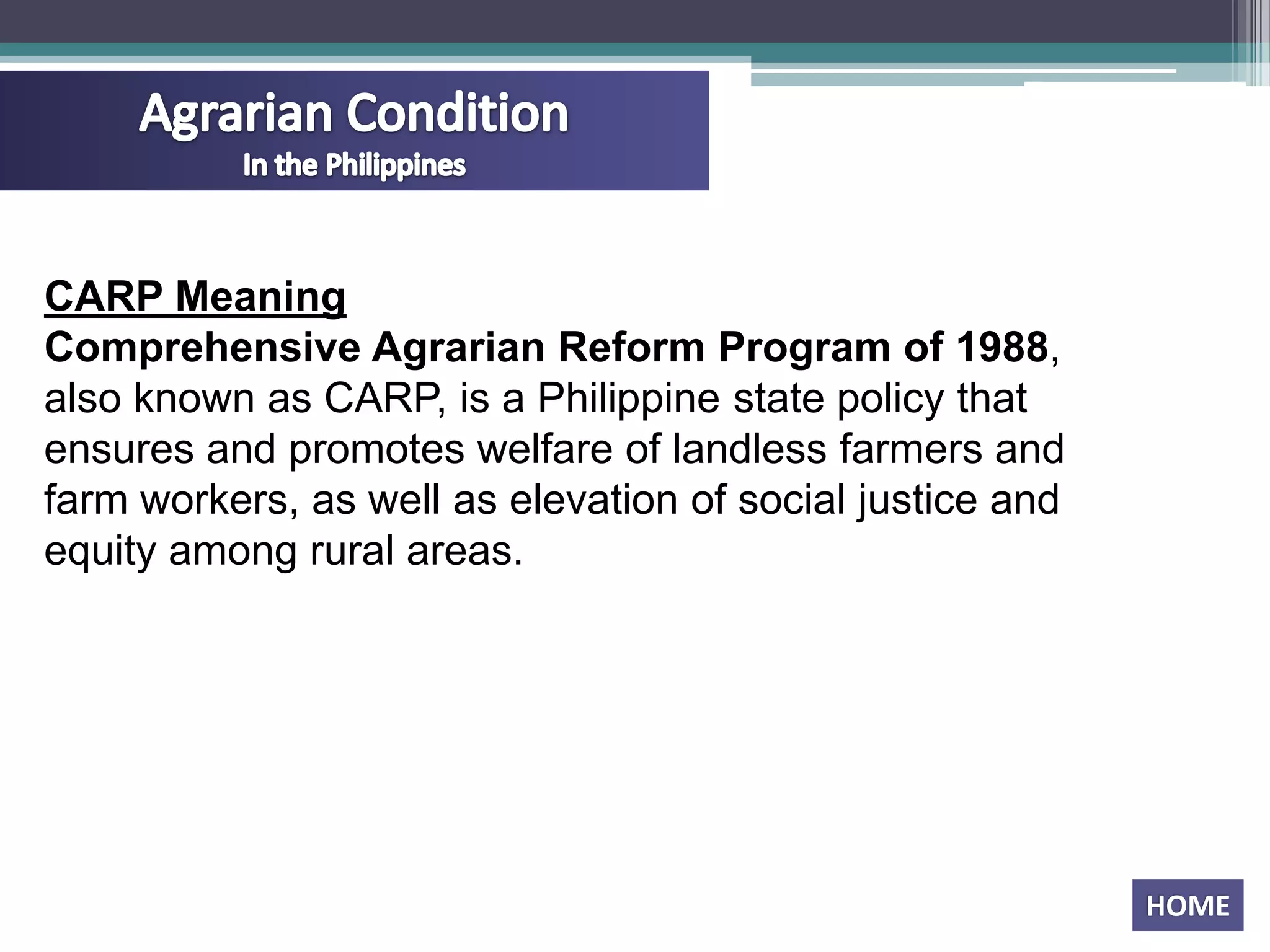 Agrarian Reform in the Philippines | PPTX