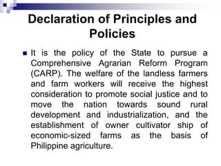 Comprehensive Agrarian Reform Program or RA 6657 | PPTX