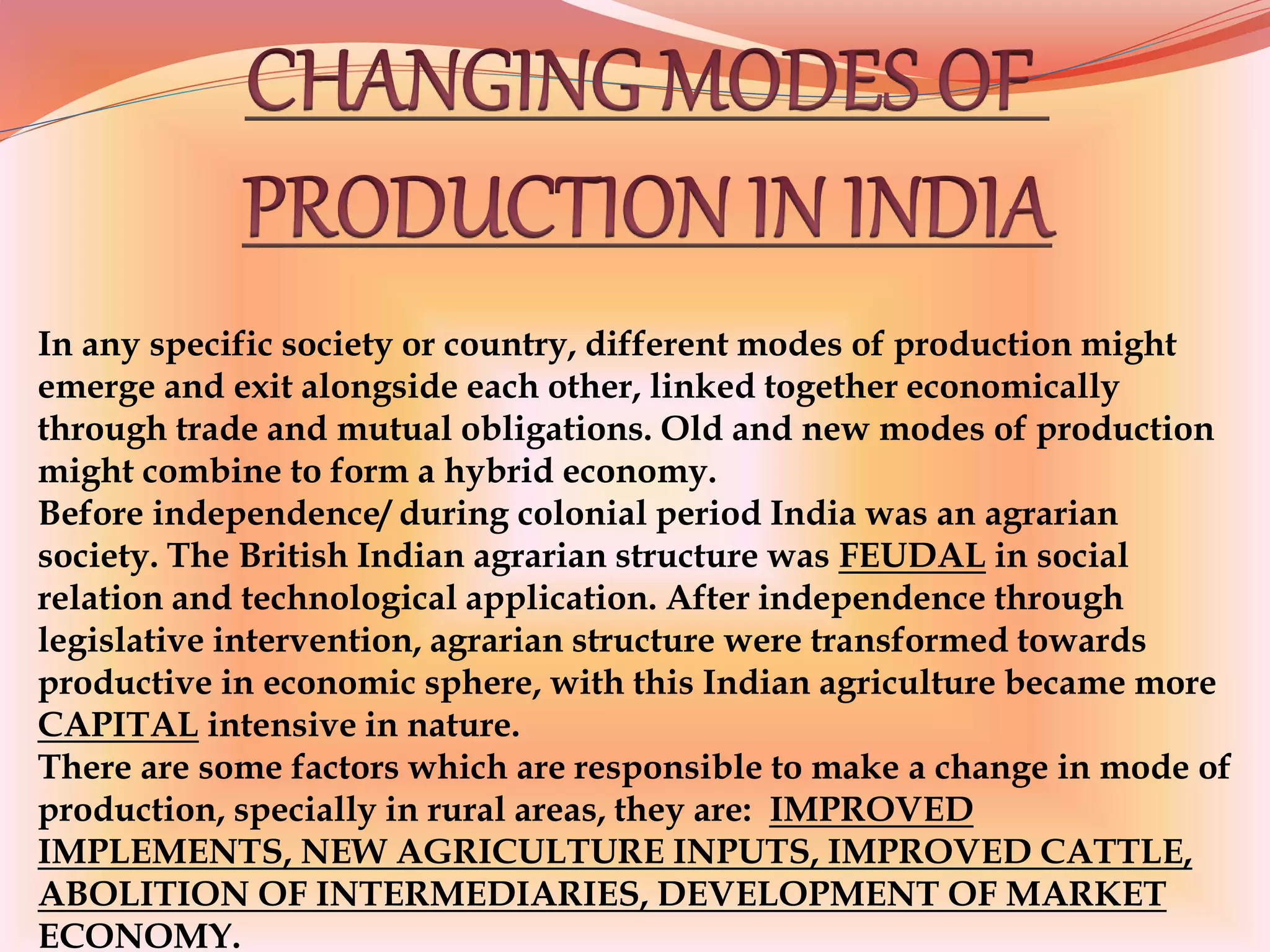 Agrarian society and modes of production | PPTX