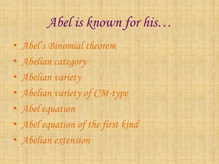 Abel - A great mathematician | PPTX