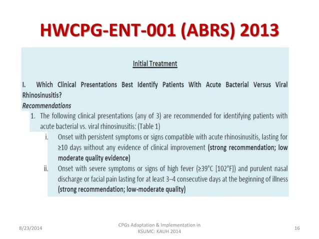 APPRAISAL OF GUIDELINES FOR RESEARCH & EVALUATION (AGREE) II Instrument ...