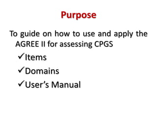 AGREE II Instrument: Assessment of the Quality of Clinical Practice ...