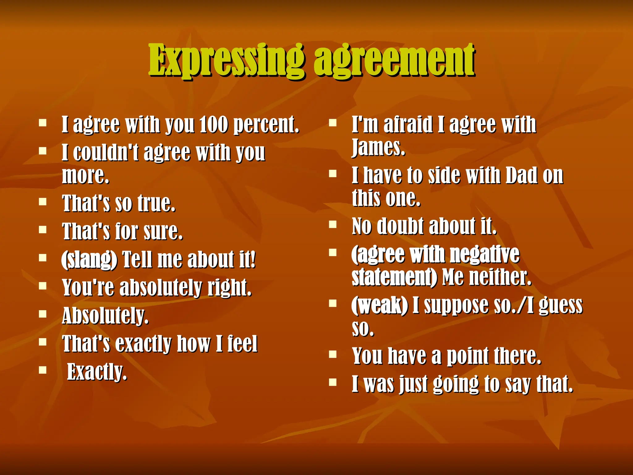 agreeing diagreeing expressions.powerpoint | PPT