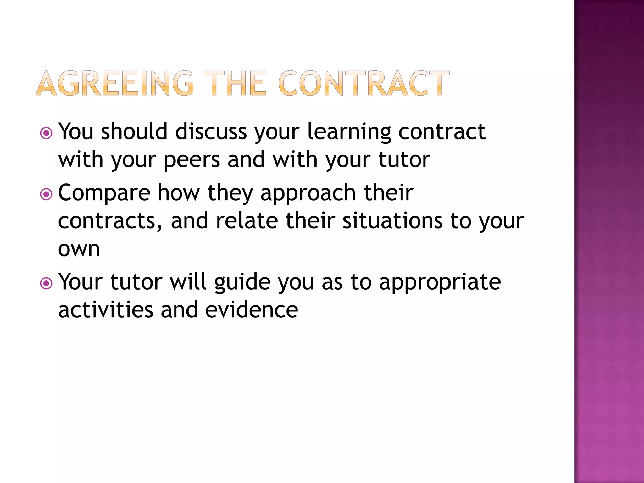 Agreeing The Learning Contract | PPTX