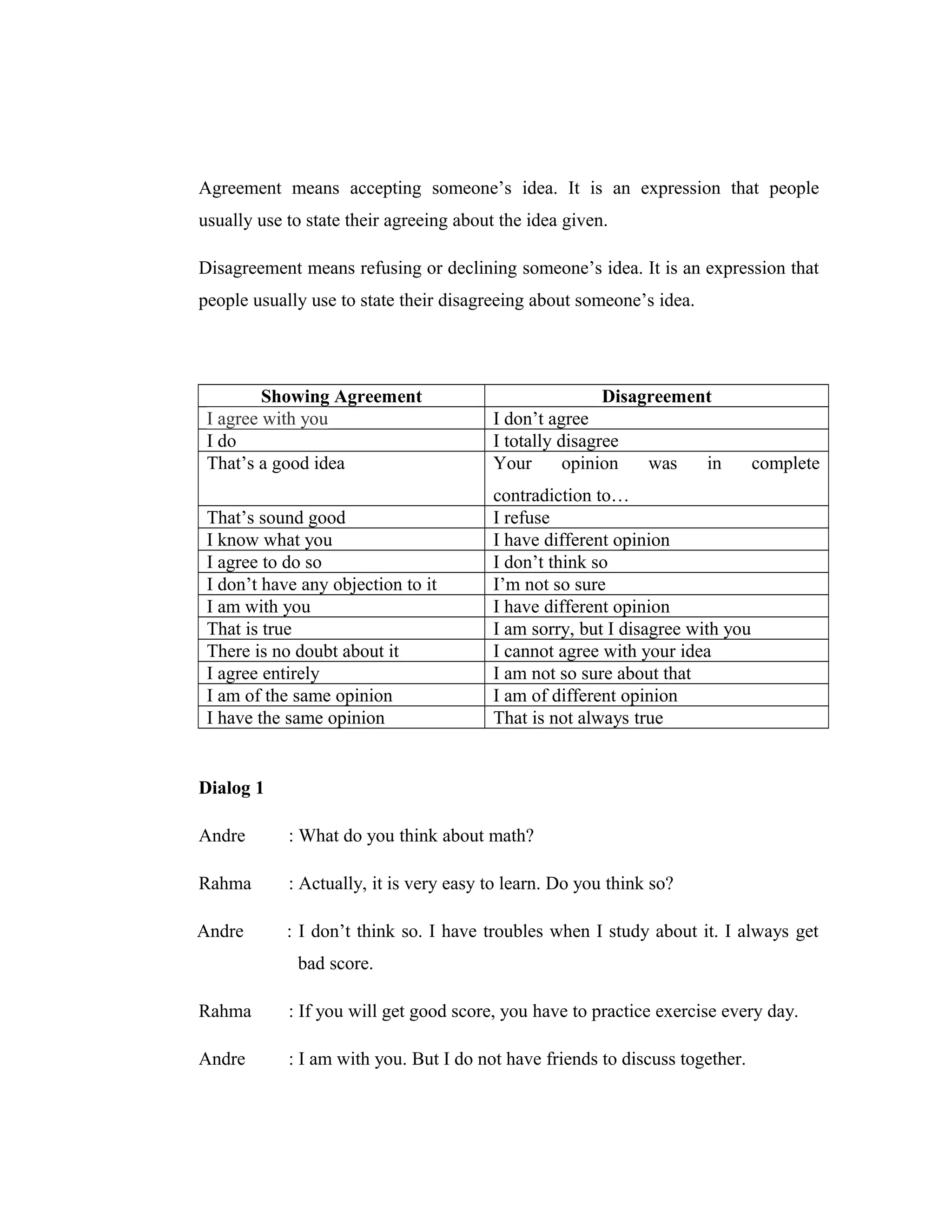 rpp agreement and disagreement KTSP | DOC