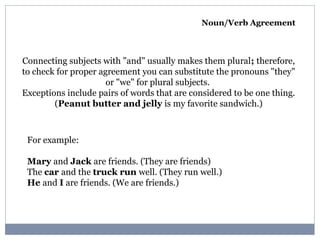 Noun/pronoun agrement and noun/verb agreement | PPTX