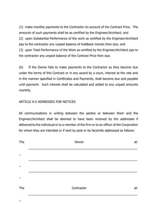 AGREEMENT BETWEEN OWNER AND CONTRACTOR | PDF