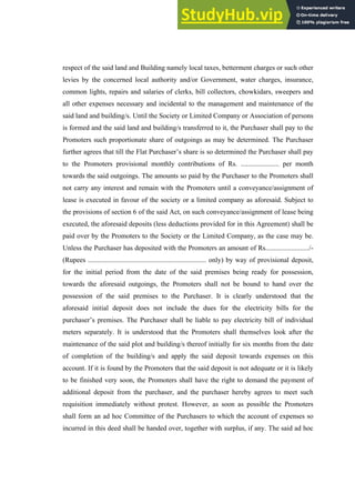 AGREEMENT BETWEEN PROMOTERS AND PURCHASERS OF FLAT | PDF